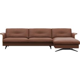 FLEXLUX Ecksofa &raquo;Glow, super bequem durch hochwertigem Sitzaufbau mit Federkern, L-Form&laquo; Modernes skandinavisches Design braun 100% Echteder