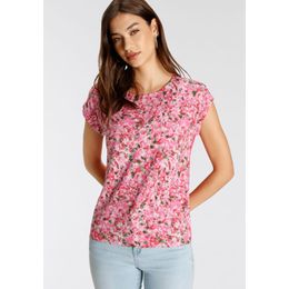 Tamaris Damen T-Shirt in lockerer Form mit Print pink 40