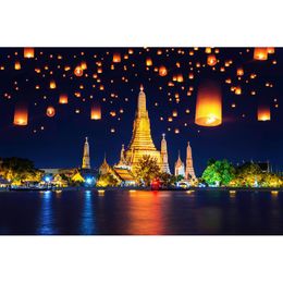 papermoon Fototapete &raquo;WAT ARUN-TEMPEL DER MORGENR&Ouml;TE BANGKOK THAILAND LATERNE&laquo; bunt Vlies