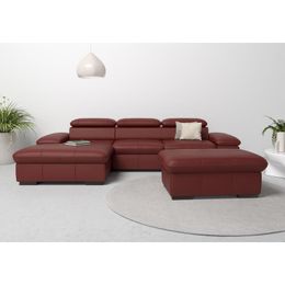 Home Affaire Ecksofa &raquo;Alberto L-Form&laquo; mit Kopfteilverstellung, wahlweise mit Bettfunktion rot Luxus-Microfaser Lederoptik (100% Polyester);Luxus-