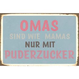 queence Metallbild &raquo;Puderzucker V&laquo; Schriftzug Spr&uuml;che Spr&uuml;che & Texte 1 Stk. tlg. Stahlschild, Blechschild, Spr&uuml;che, Texte, witzig, Oma, Mama rosa 