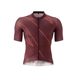 Gonso Herren Radtrikot &raquo;Road Jersey Print M&laquo; Herren Fahrradtrikot kurzarm, Full-Zip Trikot, R&uuml;ckentasche, Slim Fit rot S