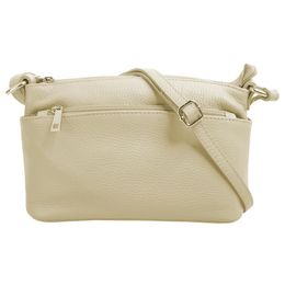 CLUTY Damen Umh&auml;ngetasche echt Leder, Made in Italy beige