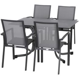 siena GARDEN Garten-Essgruppe &raquo;Velia&laquo; 5 Stk. tlg. grau