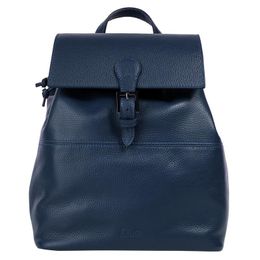 CLUTY Damen Cityrucksack echt Leder, Made in Italy blau B/H/T: 26cm x 31cm x 14cm, onesize