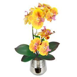 I.GE.A. Kunstorchidee &raquo;Phalaenopsis Orchidee im Topf&laquo; Kunstblume mit Bl&auml;tter Blume Kunstpflanze Deko Seidenblume Real Touch bunt Polyester
