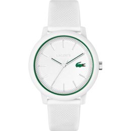 Lacoste Herren Quarzuhr &raquo;Lacoste.12.12&laquo; Armbanduhr, Herrenuhr, Mineralglas, Silikonarmband wei&szlig;