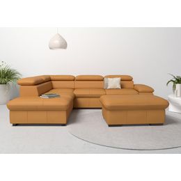Home Affaire Ecksofa &raquo;Alberto L-Form&laquo; mit Kopfteilverstellung, wahlweise mit Bettfunktion gelb Luxus-Microfaser Lederoptik (100% Polyester);Luxus-