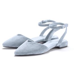 Lascana Damen Lascana Ballerina Slingballerina, Riemchenballerina, Halbschuh, Slipper, Sandale VEGAN blau 37