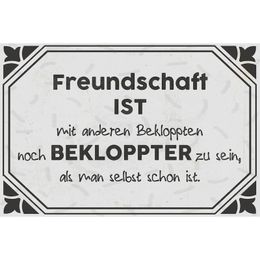queence Metallbild &raquo;Bekloppte Freunde&laquo; Schriftzug Spr&uuml;che Spr&uuml;che & Texte 1 Stk. tlg. Stahlschild, Blechschild, Spr&uuml;che, Texte, Freundschaft schwarz 