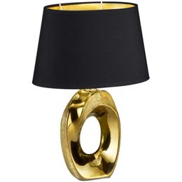 REALITY LEUCHTEN Schreibtischlampe &raquo;Taba&laquo; E14 1 Stk. Nachttischlampe, Tischlampe golfarbig, Stoffschirm in schwarz/gold gold