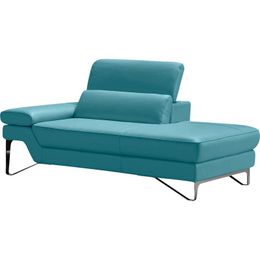 Egoitaliano Ottomane &raquo;Princess, elegantes Designsofa mit erstklassigem Sitzkomfort,&laquo; inkl. verstellbarem Kopfteil und edle Designmetallf&uuml;&szlig;e blau Leder CAREZZA (