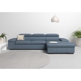 Home Affaire Ecksofa &raquo;Alberto L-Form&laquo; mit Kopfteilverstellung, wahlweise mit Bettfunktion blau Luxus-Microfaser Lederoptik (100% Polyester);Luxus-