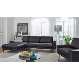 Creation BY ROLF BENZ Ecksofa &raquo;CR.450, Designecksofa, L-Form&laquo; Armlehne breit und niedrig, Alugussf&uuml;&szlig;e in umbragrau, Breite 274 cm schwarz Luxus-