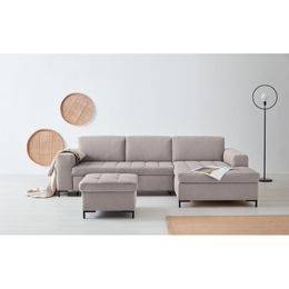 OTTO products Ecksofa &raquo;Grazzo, zeitlos & elegant, moderne Sitzheftung, Breite 266cm, L-Form&laquo; hochwertige Stoffe aus recyceltem Material, Steppung im 