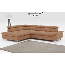 COTTA Ecksofa &raquo;Gemini L-Form, B: 312 cm&laquo; mit Kopfteilverstellung, optional Bettfunktion braun