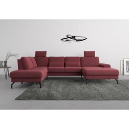 Sit & More sit&more Wohnlandschaft &raquo;Cinturo U-Form&laquo; inklusive Sitztiefenverstellung und Federkern, Sitzh&ouml;he 48 cm rot