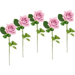 I.GE.A. Kunstblume &raquo;Rose&laquo; 5er Set k&uuml;nstliche Rosen, Seidenrosen, Bouquet, Kunstzweig, Kunstrose rosa