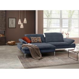 W.Schillig Ecksofa &raquo;enjoy&MORE, Designsofa, elegant und bequem, L-Form&laquo; mit Sitztiefenverstellung, F&uuml;&szlig;e Chrom gl&auml;nzend, Breite 294 cm blau Chenille-