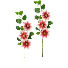 I.GE.A. Kunstblume &raquo;Clematisranke Waldrebe&laquo; Zweig Einzelblume Stielblume, 2er Set rosa Polyester