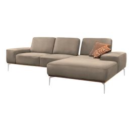 W.Schillig Ecksofa &raquo;run, Designsofa mit tollem Sitzkomfort, L-Form&laquo; mit elegantem Holzsockel, F&uuml;&szlig;e in Chrom gl&auml;nzend, Breite 279 cm beige Longlife 