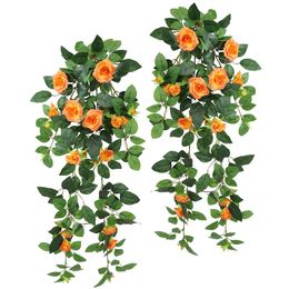 I.GE.A. Kunstblume &raquo;K&uuml;nstlicher Rosenh&auml;nger&laquo; Rosenranke Rosenbogen Rosen Blume Rosengirlande Deko Busch orange Polyester