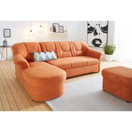 DOMO collection Ecksofa &raquo;Sarafina zeitlos und komfortabel, optional mit Federkern, L-Form&laquo; wahlweise mit Bettfunktion orange Luxus-Microfaser (92% 