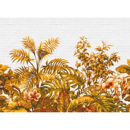 Livingwalls living walls Fototapete &raquo;Designwalls Tropical Wall 2&laquo; glatt Vlies, Wand, Schr&auml;ge, Decke orange Vlies