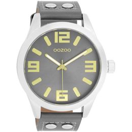 Oozoo Herren Oozoo Quarzuhr Armbanduhr, Damenuhr, Herrenuhr, Lederarmband, &Oslash; 46mm grau