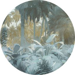 Komar Vliestapete &raquo;Vlies selbstklebend - Exotic Jungle - Gr&ouml;&szlig;e 125 x 125 cm&laquo; bedruckt glatt Wohnzimmer, Schlafzimmer blau Vlies