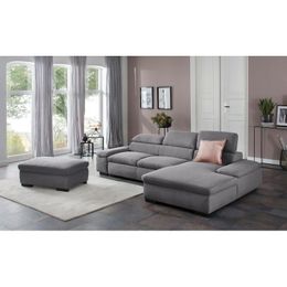 Home Affaire Ecksofa &raquo;Alberto L-Form&laquo; mit Kopfteilverstellung, wahlweise mit Bettfunktion grau 100% Polyester;Luxus-Microfaser ALTARA NUBUCK (100% 