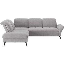 Sit & More sit&more Ecksofa &raquo;Leandro L-Form&laquo; Wahlweise mit Bett-, Kopfteil - und Armlehnfunktion, sowie Stauraum silber 90% Polyester, 10% Polyamid