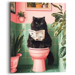 Reinders Deco-Panel &raquo;Katze hat Pause&laquo; Toilette - Rosa - MDF - Tiere - 40x50 cm rosa