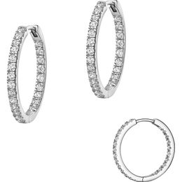 Firetti Damen Paar Creolen &raquo;Schmuck Geschenk Silber 925 Ohrschmuck Ohrringe&laquo; Made in Germany - mit Zirkonia (synth.) silber