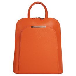 CLUTY Damen Cityrucksack echt Leder, Made in Italy orange B/H/T: 32cm x 28cm x 12cm, onesize