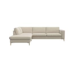FLEXLUX Ecksofa &raquo;Fiore, Sitzaufbau mit hochwertigem Kaltschaum f&uuml;r mehr Sitzkomfort&laquo; breite Armlehnen, L-Form, F&uuml;&szlig;e Alu/Eiche wei&szlig; 100% Polyester