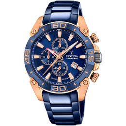 Festina Herren Chronograph &raquo;Special Edition&laquo; Quarzuhr, Armbanduhr, Herrenuhr, Edelstahlarmband, Datum,Stoppfunktion blau