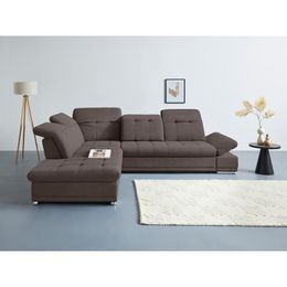COTTA Ecksofa &raquo;Holiday L-Form mit Sitztiefen-, Armteil- und Kopfteilverstellung&laquo; wahlweise mit Bettfunktion & Bettkasten schwarz 100% Polyester