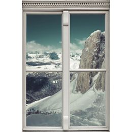 queence Wandsticker &raquo;Schneeberge&laquo; Wandsticker, Wandbild, selbstklebend, 3D, Fenster wei&szlig;