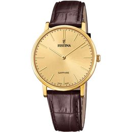 Festina Herren Quarzuhr &raquo;Swiss Made Collection&laquo; Armbanduhr, Herrenuhr, Damenuhr, Lederband, Saphirglas, Swiss Made braun