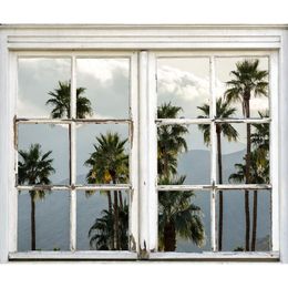 queence Wandsticker &raquo;Palmen&laquo; Wandsticker, Wandbild, selbstklebend, 3D, Fenster grau