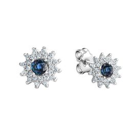 OROLINO Damen Paar Ohrstecker &raquo;Gold 585 mit Brillanten 0,22ct. und Safir blau&laquo; silber