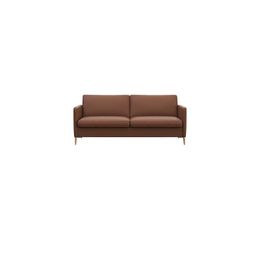 FLEXLUX 2-Sitzer &raquo;Fiore Designsofa, bequem und komfortabel durch hochwertigen Sitzaufbau&laquo; breite Armlehnen, Kaltschaum, F&uuml;&szlig;e Alu+ Eiche braun 100% 