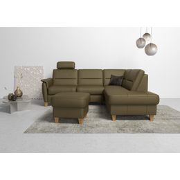 Home Affaire Ecksofa &raquo;Palmera L-Form, B: 236 cm&laquo; optional Bettfunktion & Bettkasten, Federkern gr&uuml;n Luxus-Microfaser (100% Polyester);Struktur (100% 