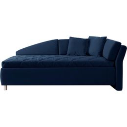 Alina Schlafsofa Bettkasten, Zierkissen-Set aus: 2 Stk. 40x40cm, 1 Stk. 30x30cm blau Samtstoff TSV (100% Polyester)