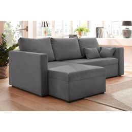 Home Affaire Ecksofa &raquo;Pur L-Form&laquo; wahlweise mit Bettfunktion grau Struktur (100% Polyester);100% Polyester Melrose ;Luxus-Microfaser Nubuk (100% 