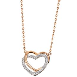 Firetti Damen Kette mit Anh&auml;nger &raquo;Schmuck Geschenk Silber 925 Halsschmuck Halskette Ankerkette Herz&laquo; mit Zirkonia (synth.) rosa