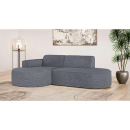 OTTO home Ecksofa &raquo;ADELLA XL Design-Sofa mit Recamiere rechts/links, 263/159/76 cm&laquo; L-Form XL mit Wellenunterfederung, runde Form, auch in Cord grau 