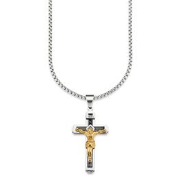 Bruno Banani Herren Kette mit Anh&auml;nger &raquo;Schmuck Geschenk Halskette Kreuz Venezianerkette Gravur INRI&laquo; silber