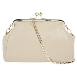 CLUTY Damen Abendtasche echt Leder, Made in Italy beige